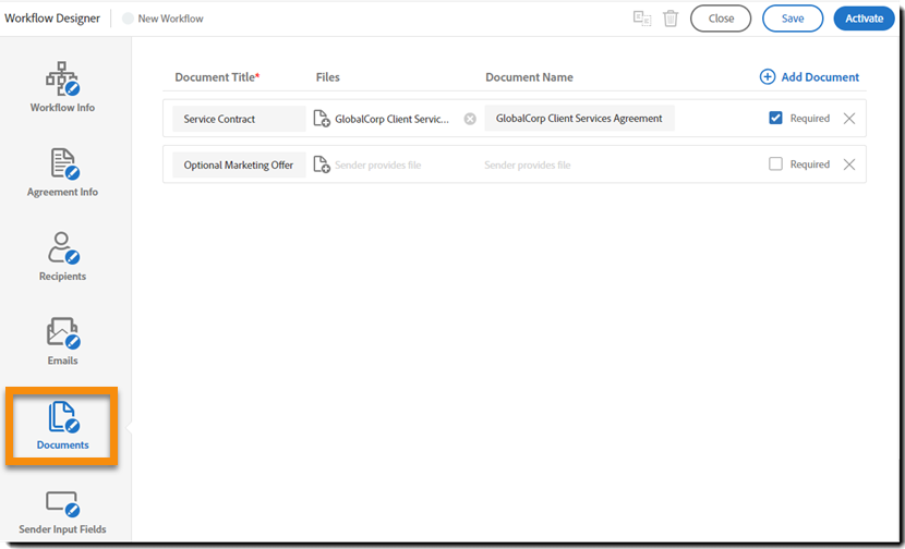 Configure a new sending workflow